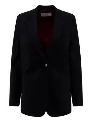 ALYSI Single-breasted Stretch Virgin Wool Blazer - Black