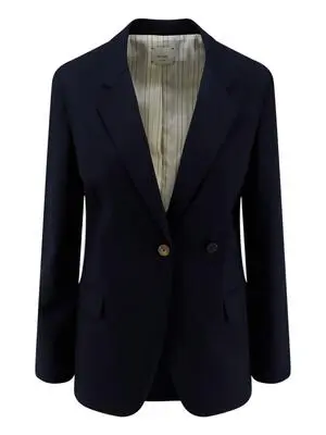 ALYSI Single-breasted Virgin Wool Blend Blazer - Blue