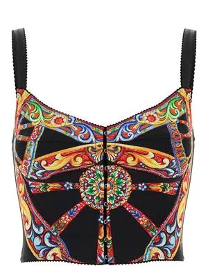 Dolce & Gabbana Printed Charmeuse Top - Red