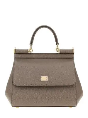 Dolce & Gabbana Dauphine Calf Leather Medium Sicily Handbag - Grey