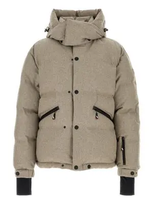 Moncler Down Jacket With Detachable Hood - Light Brown