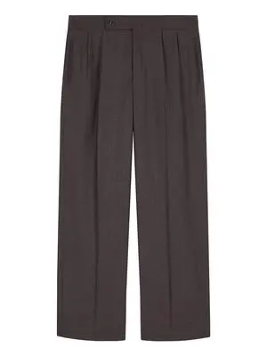 Giorgio Armani Oversized Double Pleat Virgin Wool Flannel Trousers - Brown