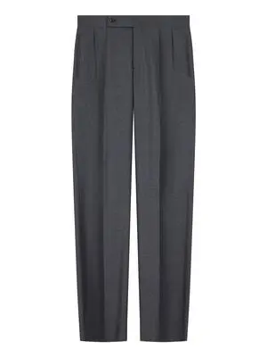 Giorgio Armani Oversized Double Pleat Virgin Wool Flannel Trousers - Grey