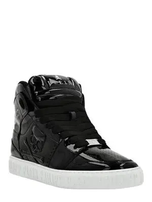 Philipp Plein Skull&bones Patent High-top Sneakers - Black