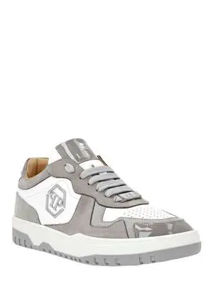 Philipp Plein Mix Leather Lo-top Sneakers - White/grey