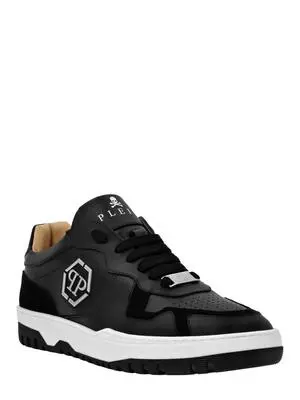 Philipp Plein Mix Leather Lo-top Sneakers - Black
