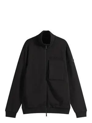 Moncler Fleece Zip-up Jacket With Funnel Neck - Black