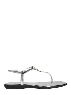 Gucci Gucci Interlocking G Leather Thong Sandals Silver