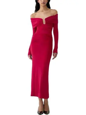 Carolina Herrera Off-shoulder Midi Dress - Red