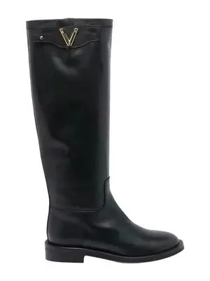 VIA ROMA 15 Logo-plaque Knee-high Boots - Black