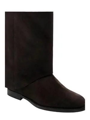 VIA ROMA 15 Suede Knee-high Boots With Buckle Detail - Brown
