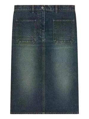 COURREGES Patch-pocket Denim Midi Skirt - Blue