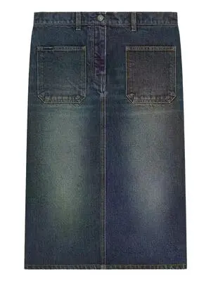 COURREGES Courrèges Patch-Pocket Denim Midi Skirt Blue