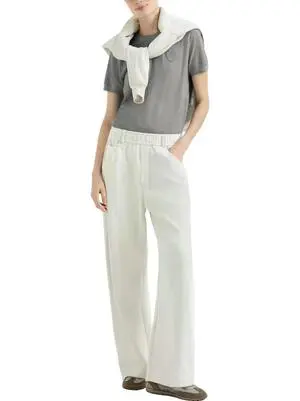 Brunello Cucinelli Stretch Cotton Piqué T-shirt With Sparkling Cotton Knit Inserts - Grey