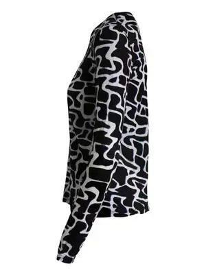 Proenza Schouler Abstract Print Crewneck Long Sleeve Top - Black