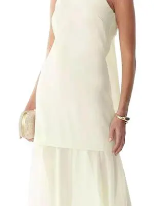 ST MRLO High-neck Handkerchief-hem Maxi Dress - Neutrals