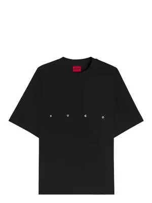 Hugo Logo-embroidered Oversized T-shirt - Black