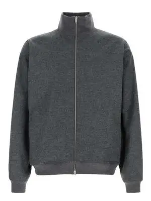 JIL SANDER Ribbed High-neck Zip-up Jacket - Grey