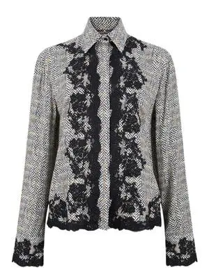Ermanno Scervino Long Sleeve Lace Shirt - Black