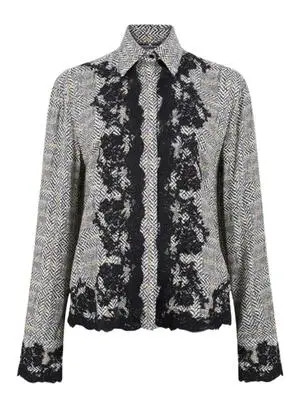 Ermanno Scervino Printed Lace Trim Shirt - Gray