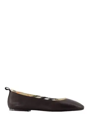 Burberry Check Trim Ballerina Flats - Black