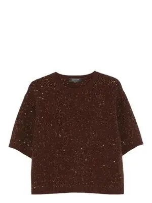 Fabiana Filippi Sequined Short-sleeve Knitted Top - Brown