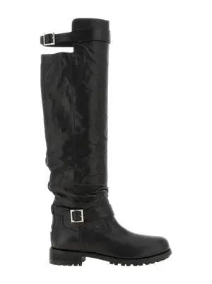JIMMY CHOO Buckled Knee-high Riding Boots - Black