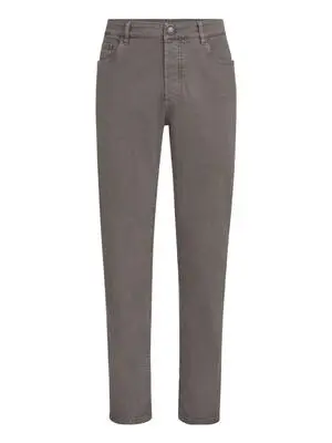 Brunello Cucinelli Logo Patch Straight-leg Trousers - Gray
