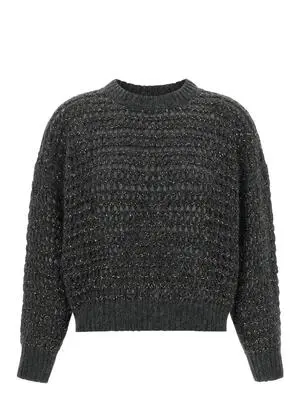 Brunello Cucinelli Crew Neck Sequined Sweater - Black