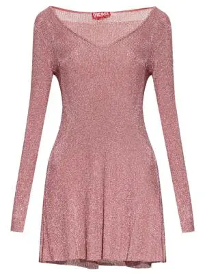 DIESEL® M-dalila" V-neck Long-sleeved Mini Dress - Pink