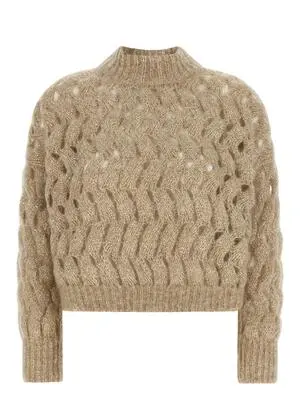 BRUNELLO CUCINELLI Brunello Cucinelli Dazzling Waves Openwork Knit Sweater