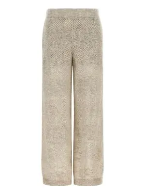Brunello Cucinelli Openwork Knit Sequin Embellished Trousers - Nude