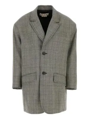 Marni Long-sleeved Plaid Coat - Grey / Checked