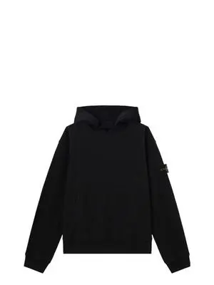 Stone Island Logo Patch Pouch Pocket Hoodie - Black
