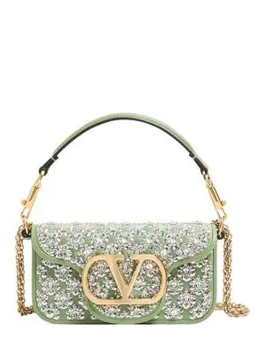 Valentino Garavani Small Embellished Locò Shoulder Bag - Green