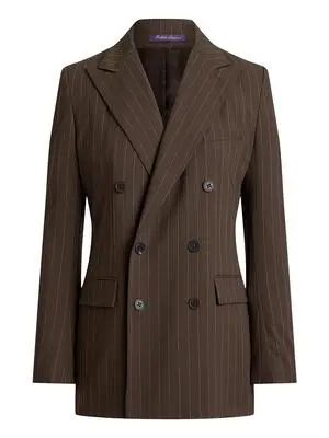 Ralph Lauren Ramona Pinstripe Wool Blazer - Nude