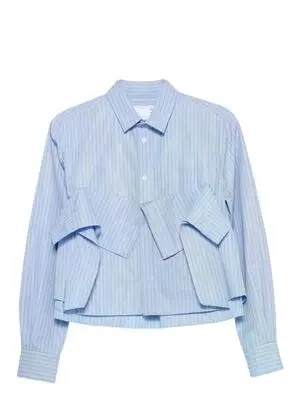 Sacai Striped Ruffled Shirt - Blue