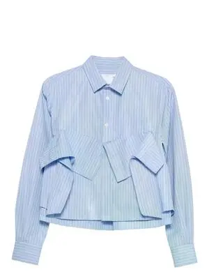 Sacai Striped Ruffled Shirt - Blue