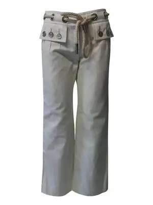 LOUIS VUITTON White Cotton Belted Flare Jeans - Neutrals