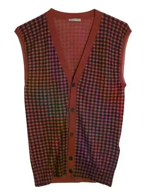 Bottega Veneta Gingham-check Cardigan Vest - Red