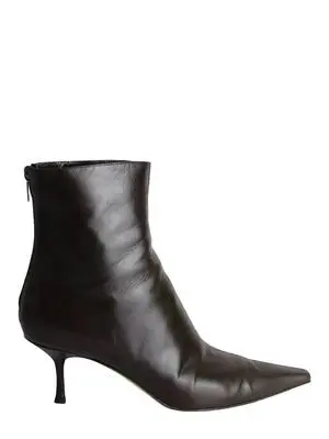 JIMMY CHOO Leather Pointed-toe Stiletto Ankle Boots - Black