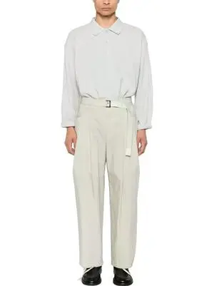 Sacai Belted Pleated Wide-leg Trousers - Neutrals