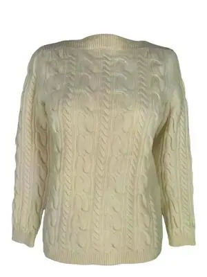 Max Mara Boat Neck Cable-knit Sweater - Neutrals