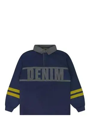 DENIM TEARS Logo-appliqué Polo Shirt - Blue