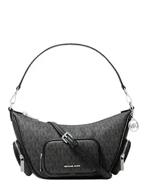 Michael Kors Small Merritt Signature-logo Shoulder Bag - Black