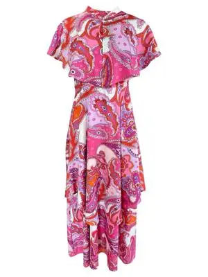 LAURA CITRON Two-piece Paisley Print Maxi Dress And Capelette - Pink/orange