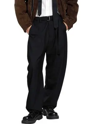Sacai Wide Leg Tailored Trousers - Black