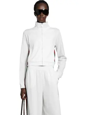 GUCCI Cropped Cotton Rib Jersey Track Jacket