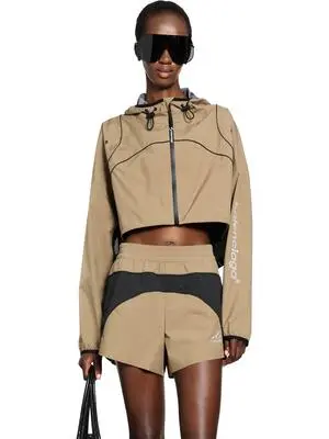 Balenciaga Cropped Asymmetrical Zip-up Windbreaker - Brown