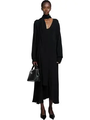TOTEME Fluid Viscose Maxi Dress With Draped Scarf - Black